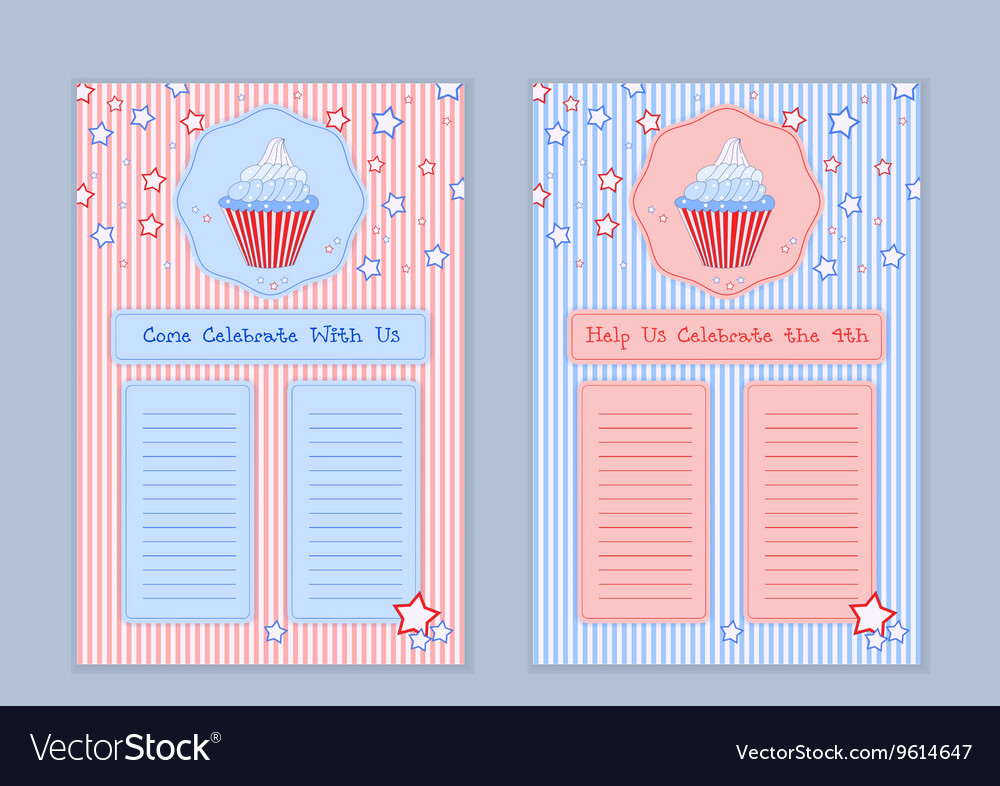 Set of templates with cute hand drawn cupcake Vector Image