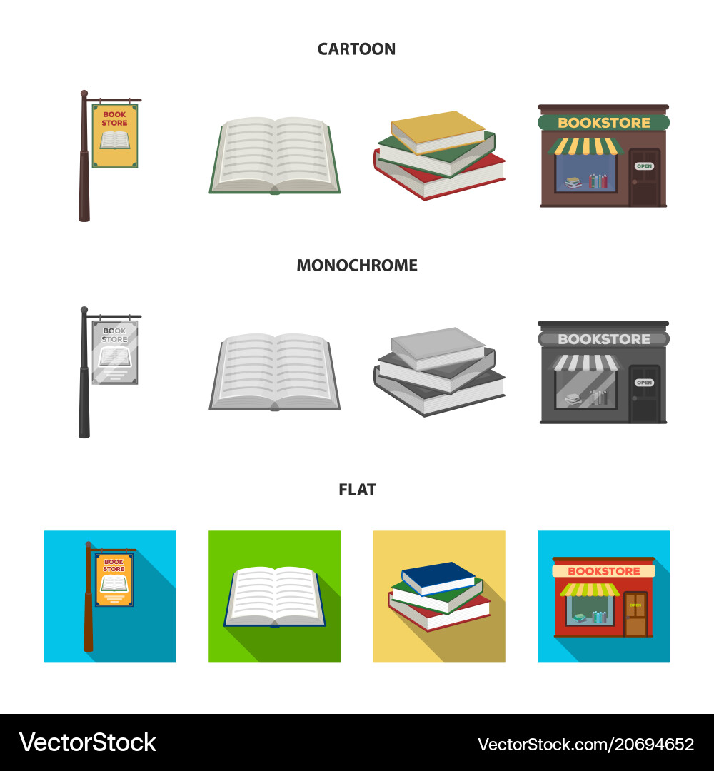 A signboard bookstore stack of books Royalty Free Vector