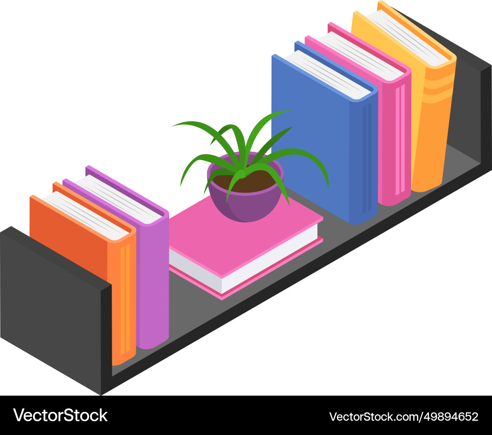 Bookshelf with volume book booklet and personal Vector Image