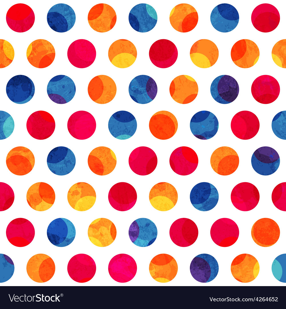 Colored circle seamless pattern with grunge effect