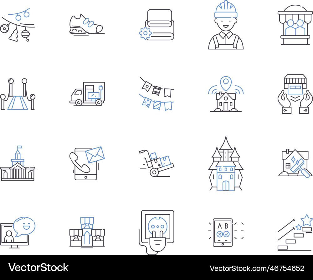 Community centers outline icons collection Vector Image