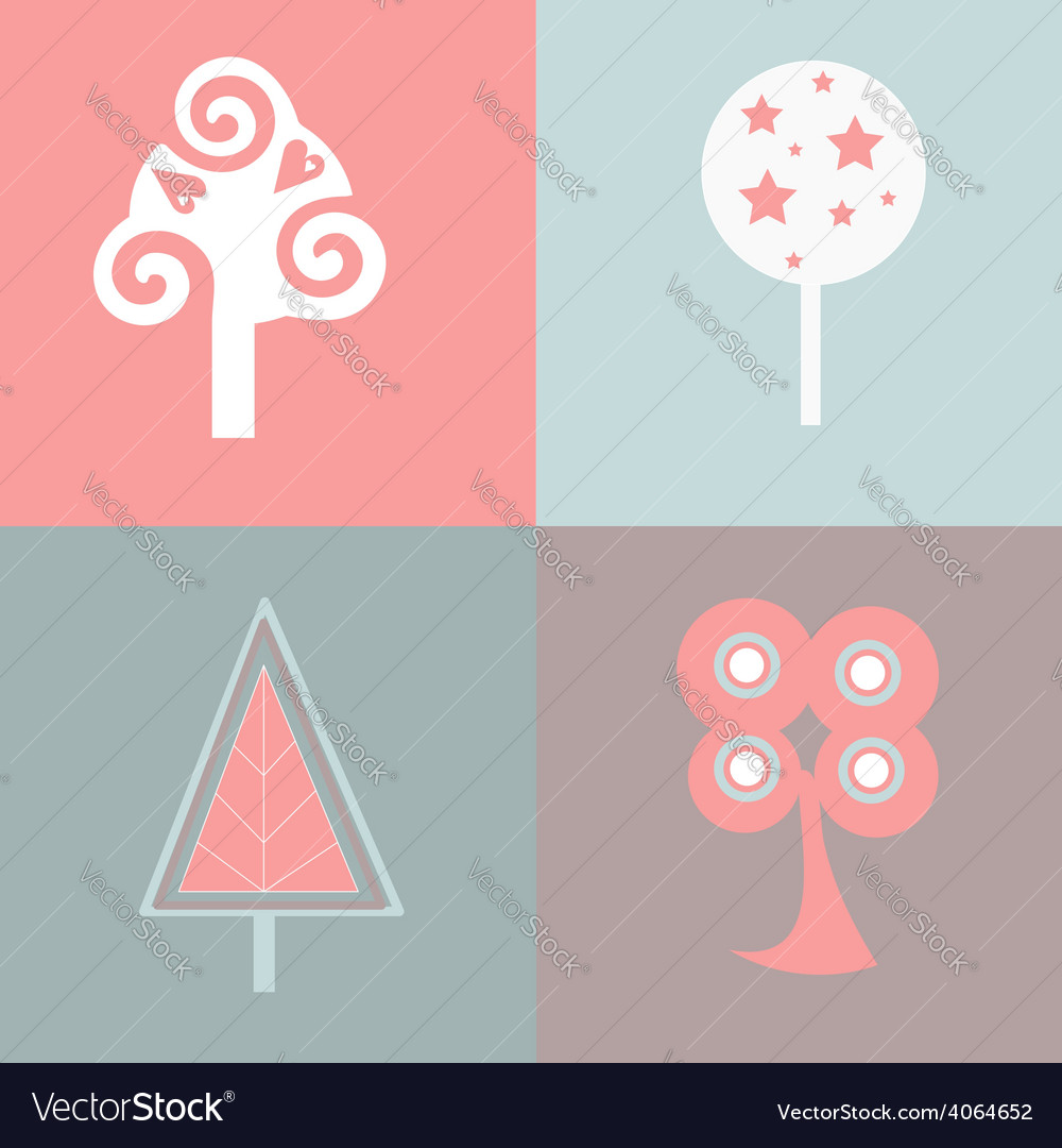 Decorative trees Royalty Free Vector Image - VectorStock