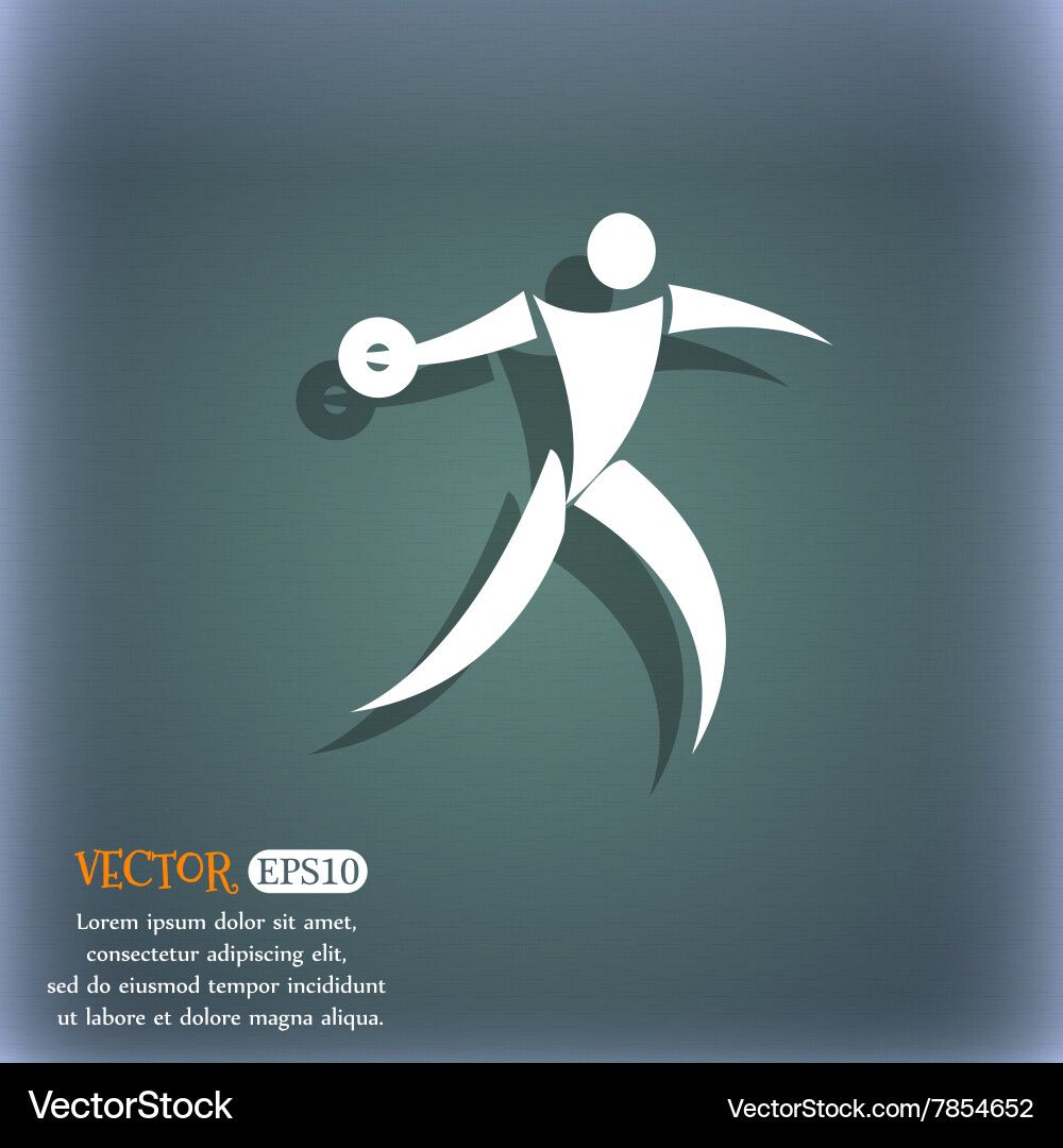 Discus thrower icon on the blue-green abstract Vector Image