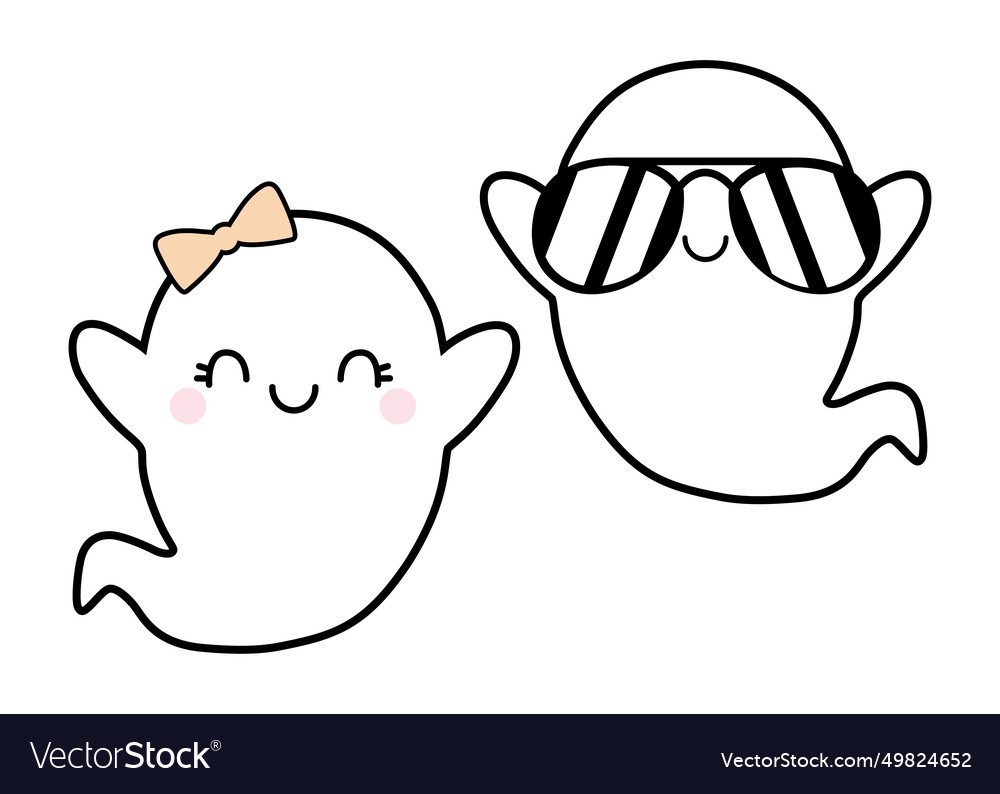 Male Female Cartoon Ghosts