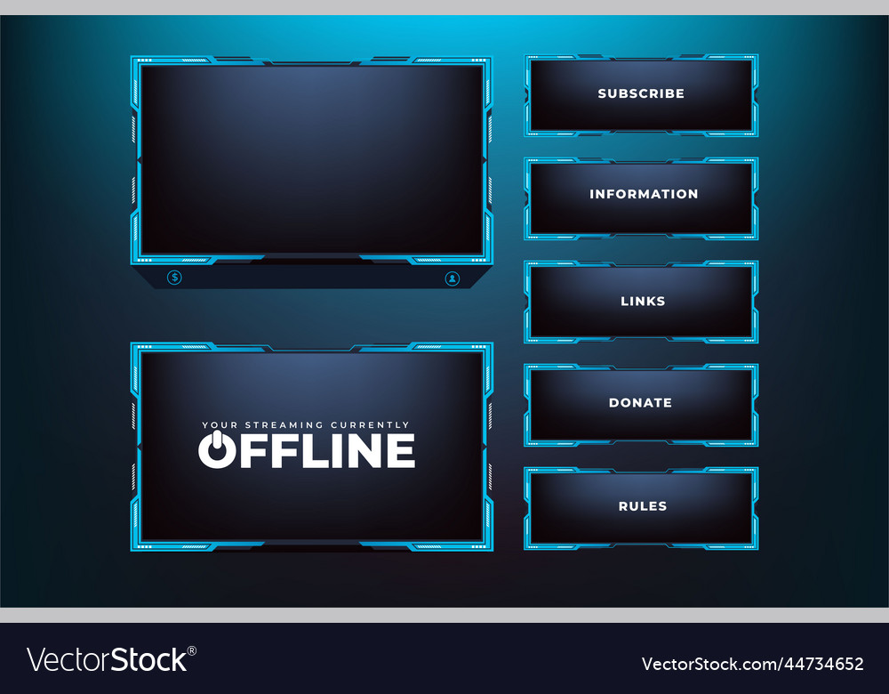 Futuristic live streaming overlay with blue Vector Image Futuristic live streaming overlay with blue Vector Image