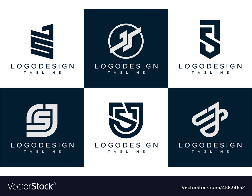J s js logo design collection Royalty Free Vector Image