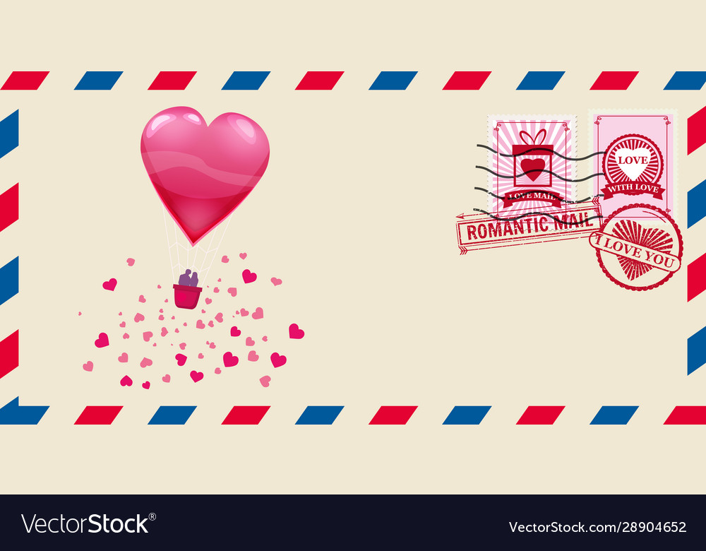 Mail envelope for valentine s day with heart Vector Image