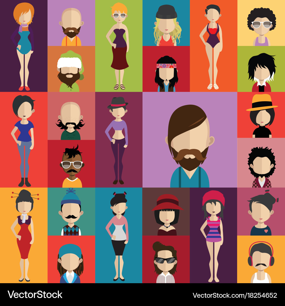 People avatar with full body and torso variations Vector Image