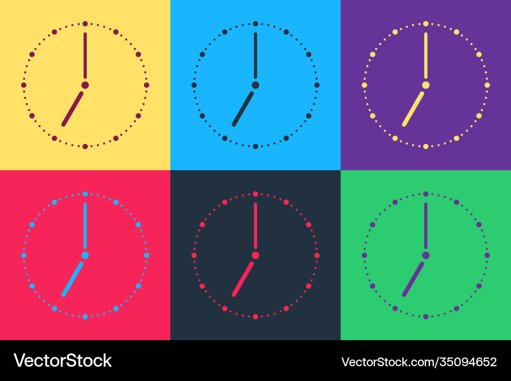 Pop art clock icon isolated on color background Vector Image
