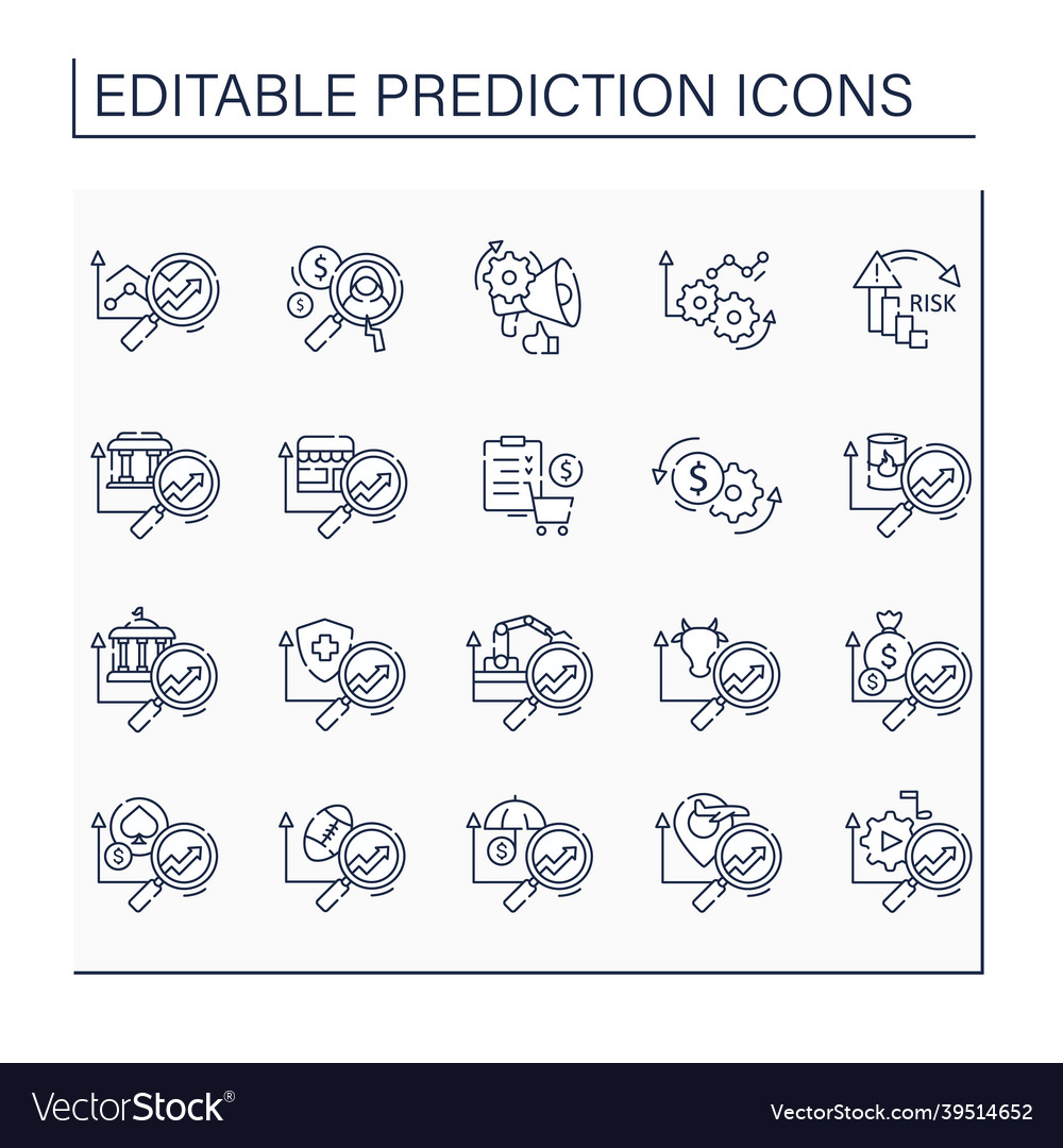 Predictive analytics line icons set Royalty Free Vector Predictive analytics line icons set Royalty Free Vector