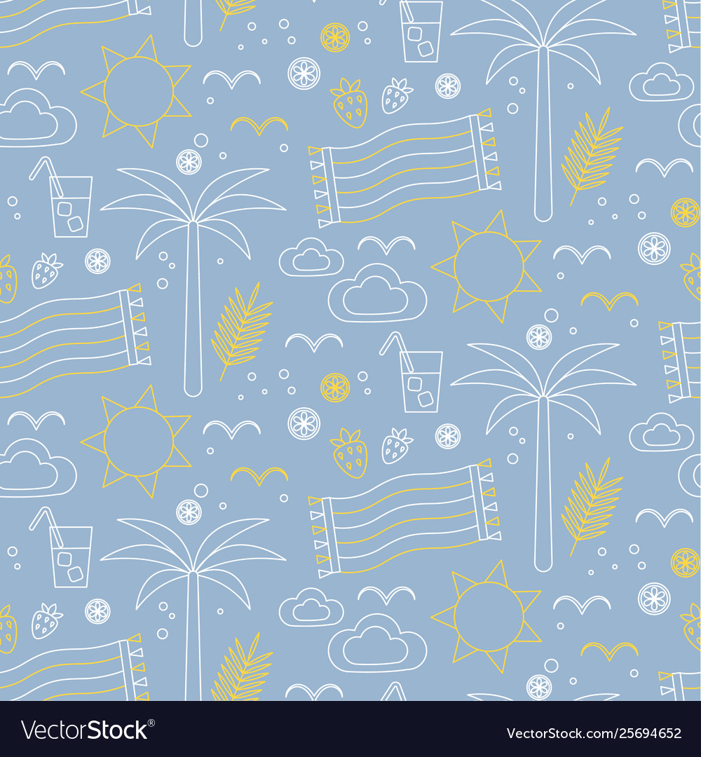 Seaside pattern flat seamless design Royalty Free Vector