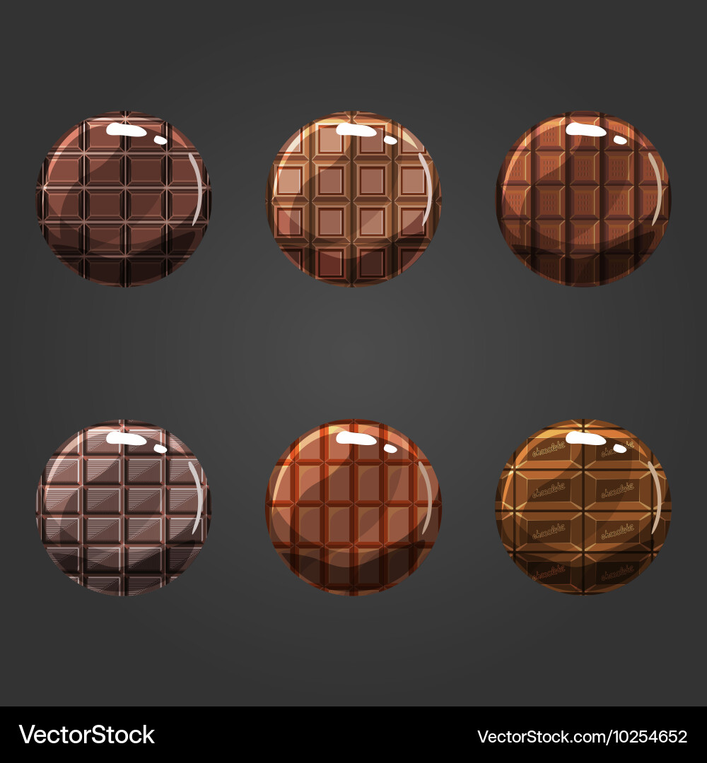 Set of round volume chocolate buttons Royalty Free Vector