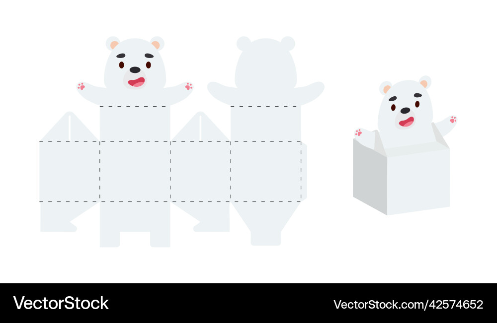 Simple packaging favor box polar bear design Vector Image
