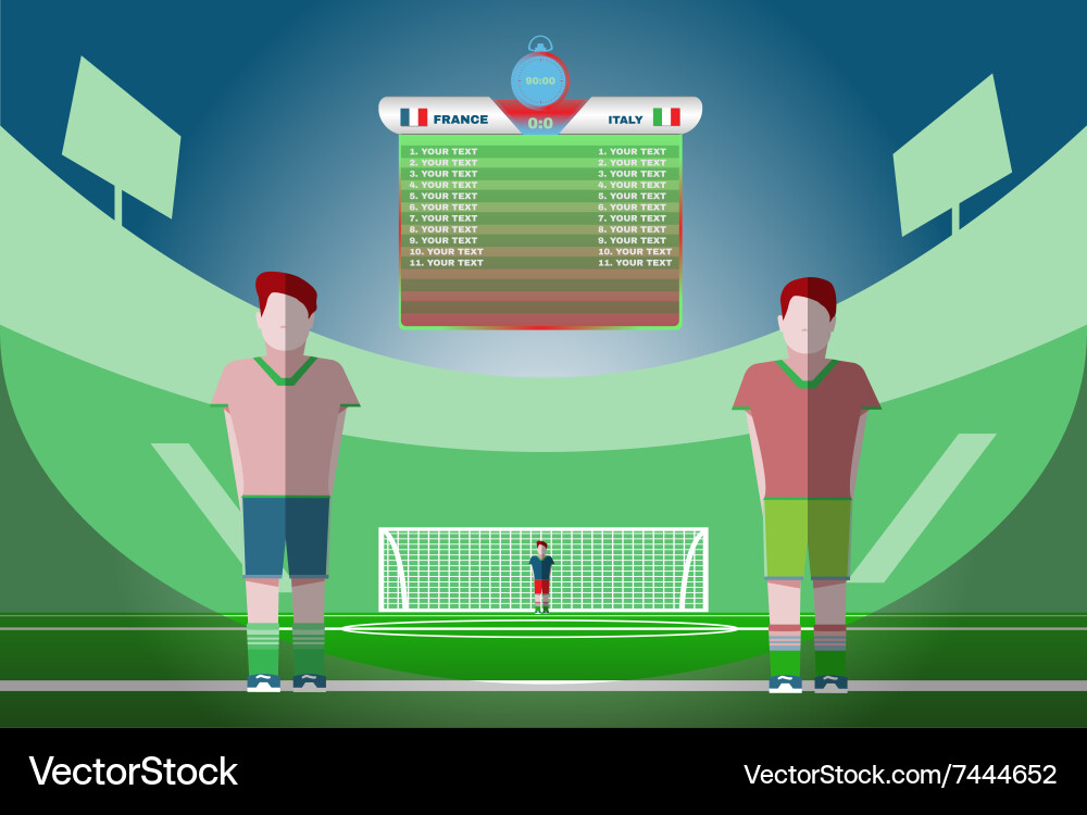 Soccer match scoreboard on a playfield Royalty Free Vector