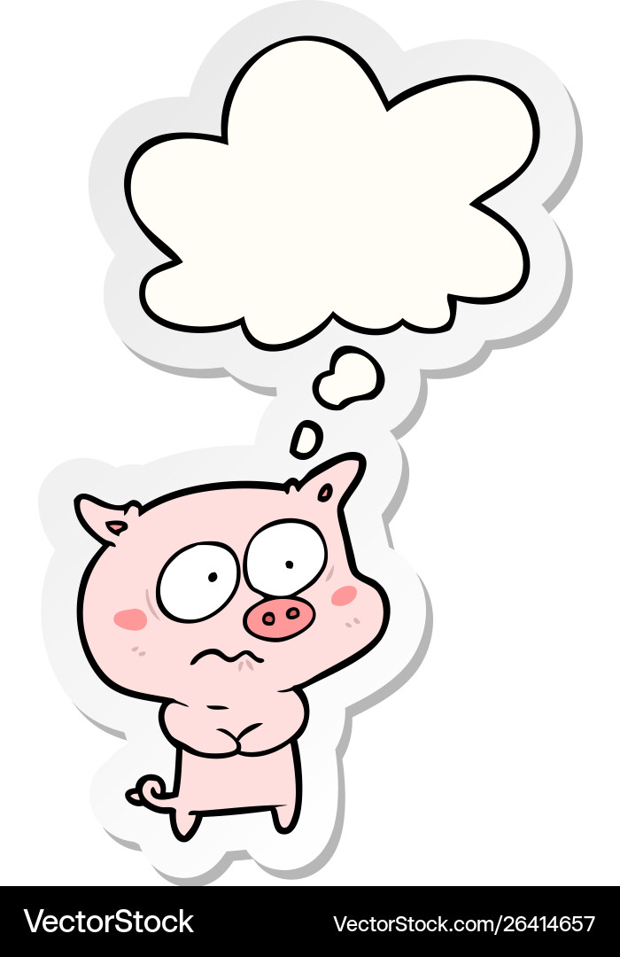 Cartoon nervous pig and thought bubble Royalty Free Vector