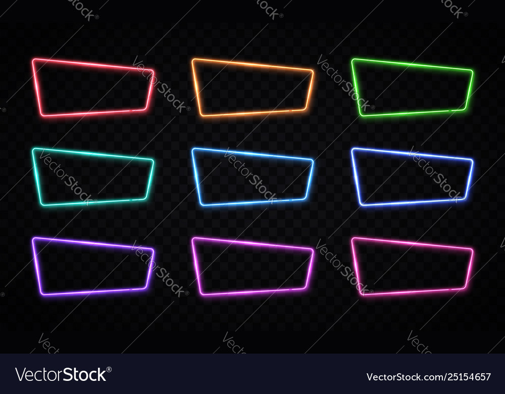 Color neon frames set on transparent background Vector Image