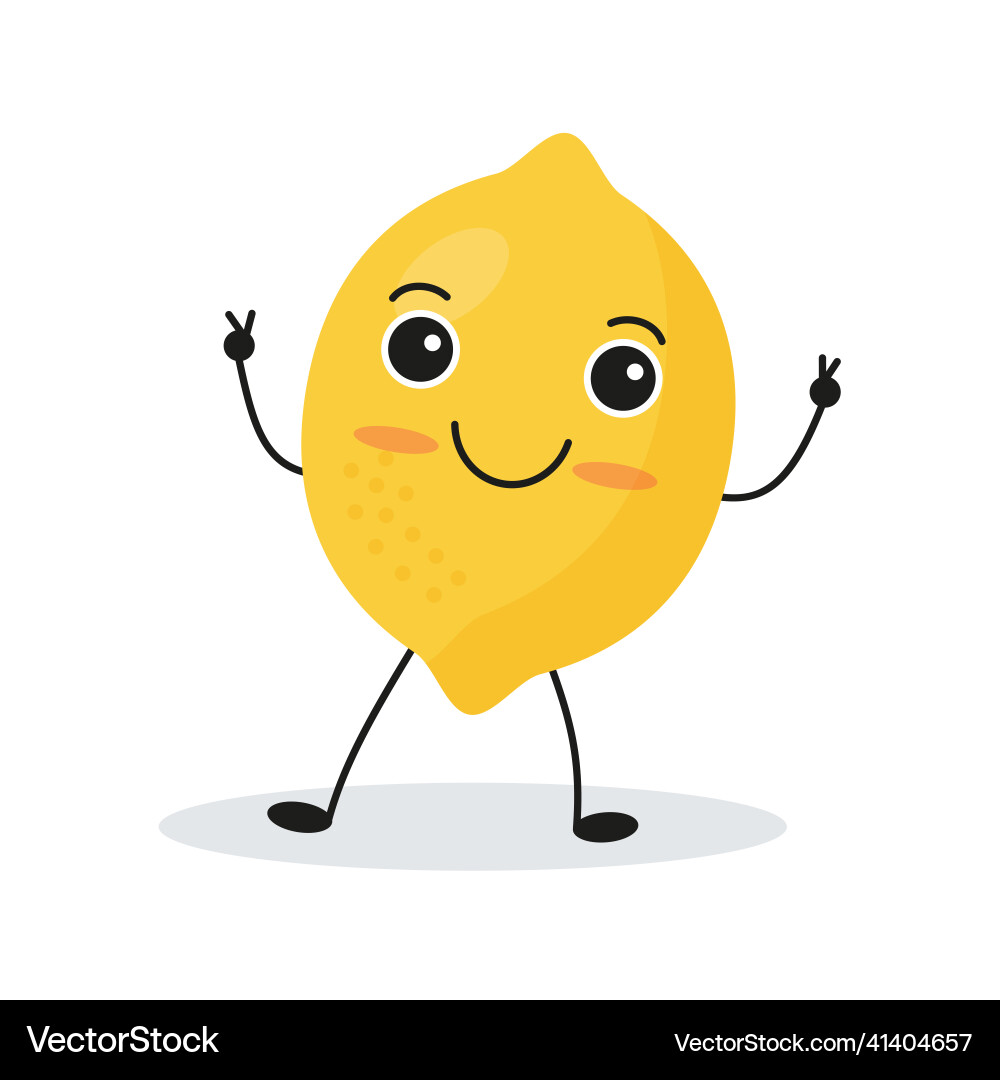 Cute happy lemon character funny fruit emoticon Vector Image