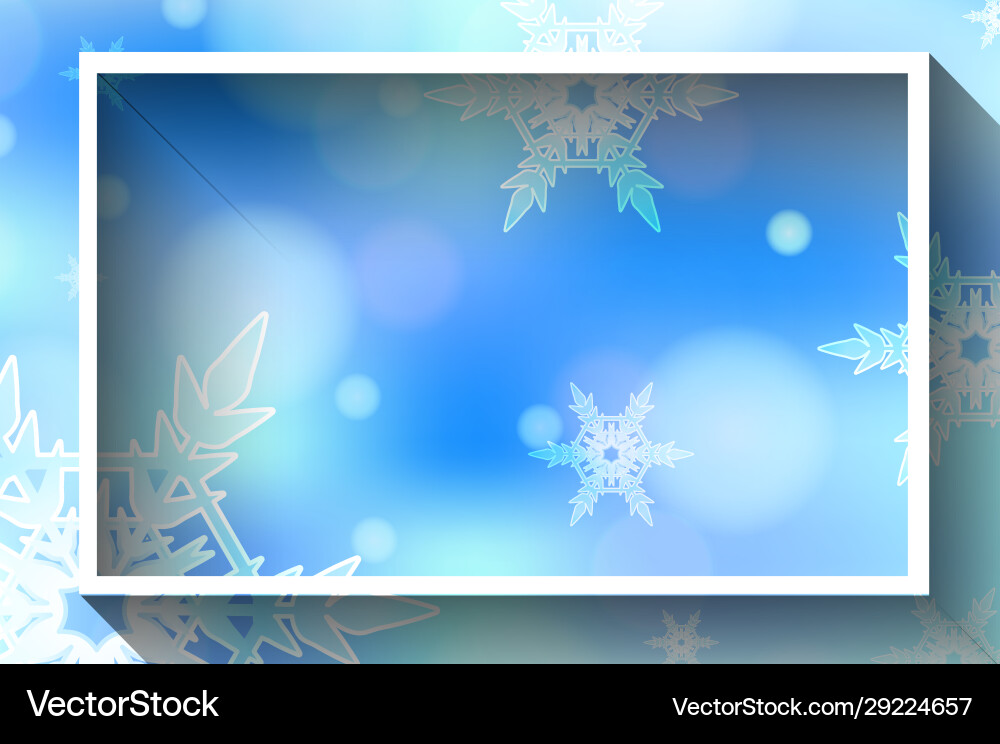 Frame template design with snowflakes on blue sky Vector Image