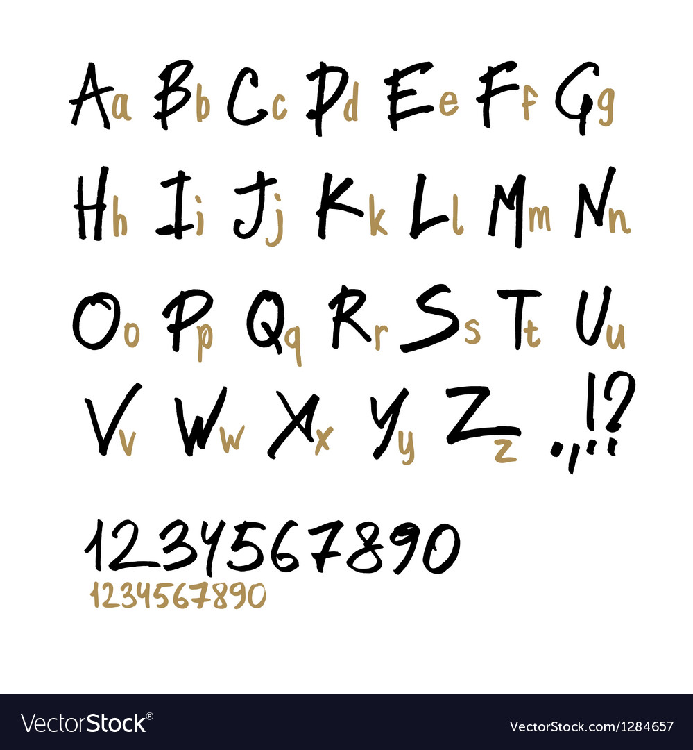 Hand drawn font two case Royalty Free Vector Image