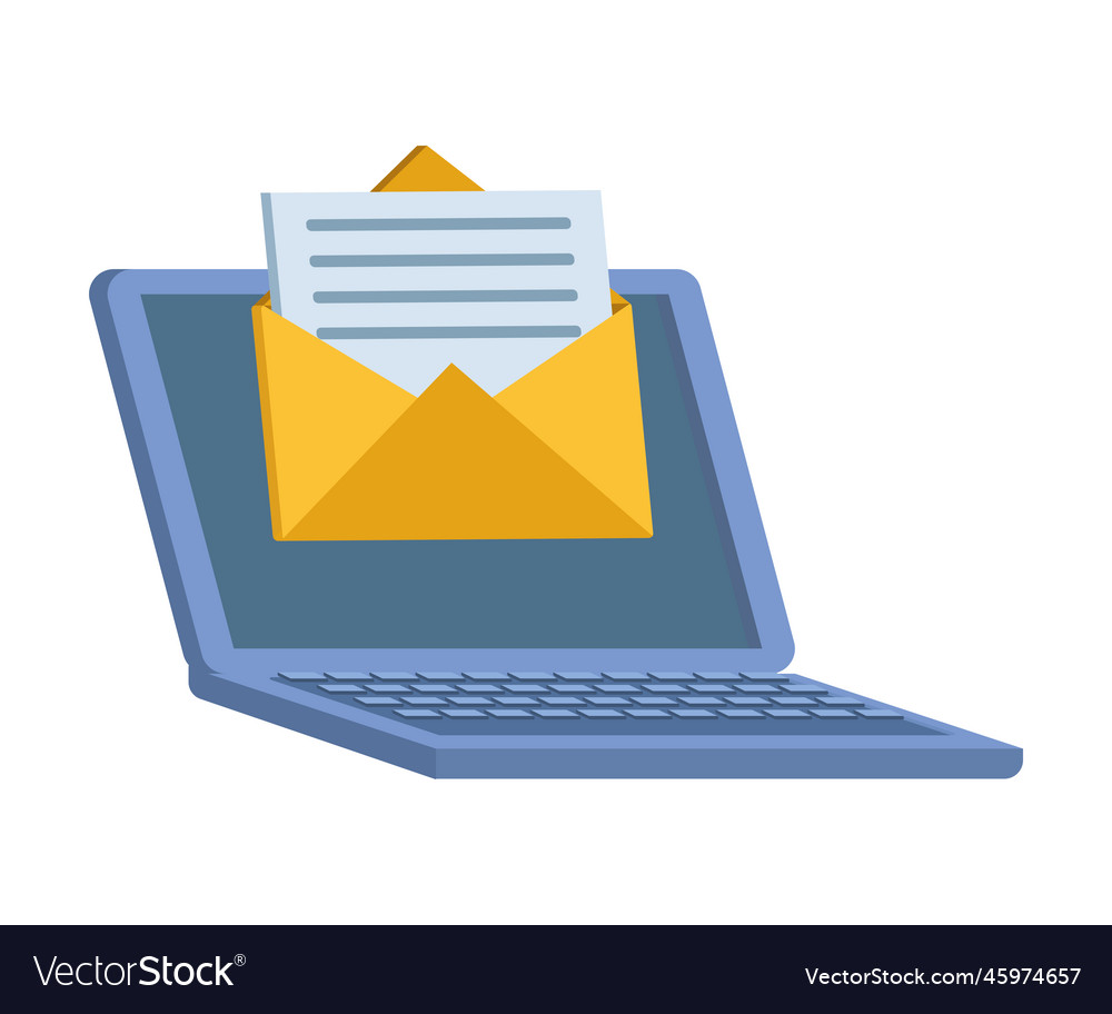 Laptop computer with envelope Royalty Free Vector Image