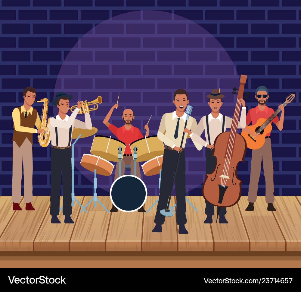 Music band cartoon Royalty Free Vector Image - VectorStock