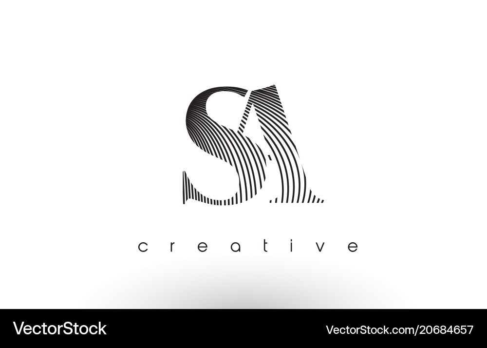 Sa logo design with multiple lines and black and Vector Image