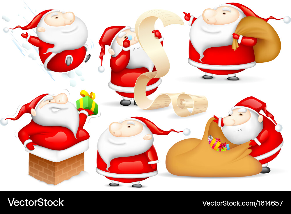 Santa in different mood Royalty Free Vector Image