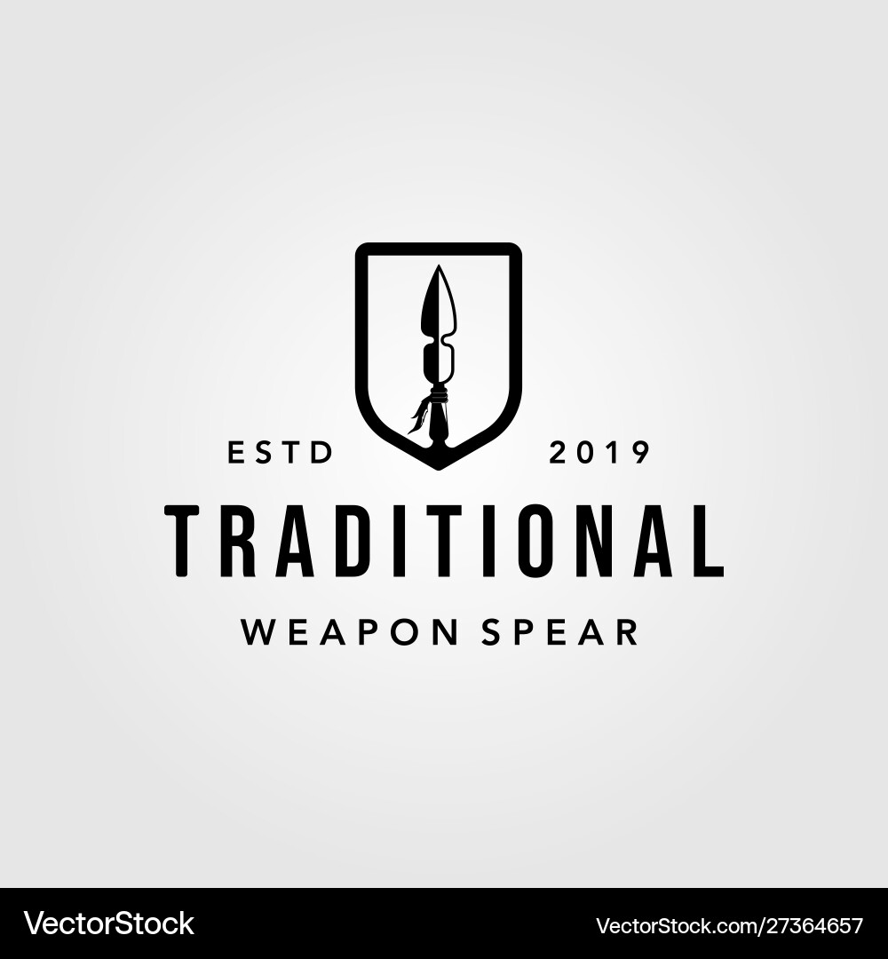 Traditional spear shield spearheaded vintage logo Vector Image
