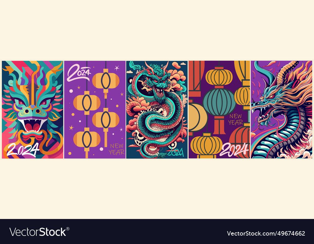2024 year of the dragon chinese new posters Vector Image