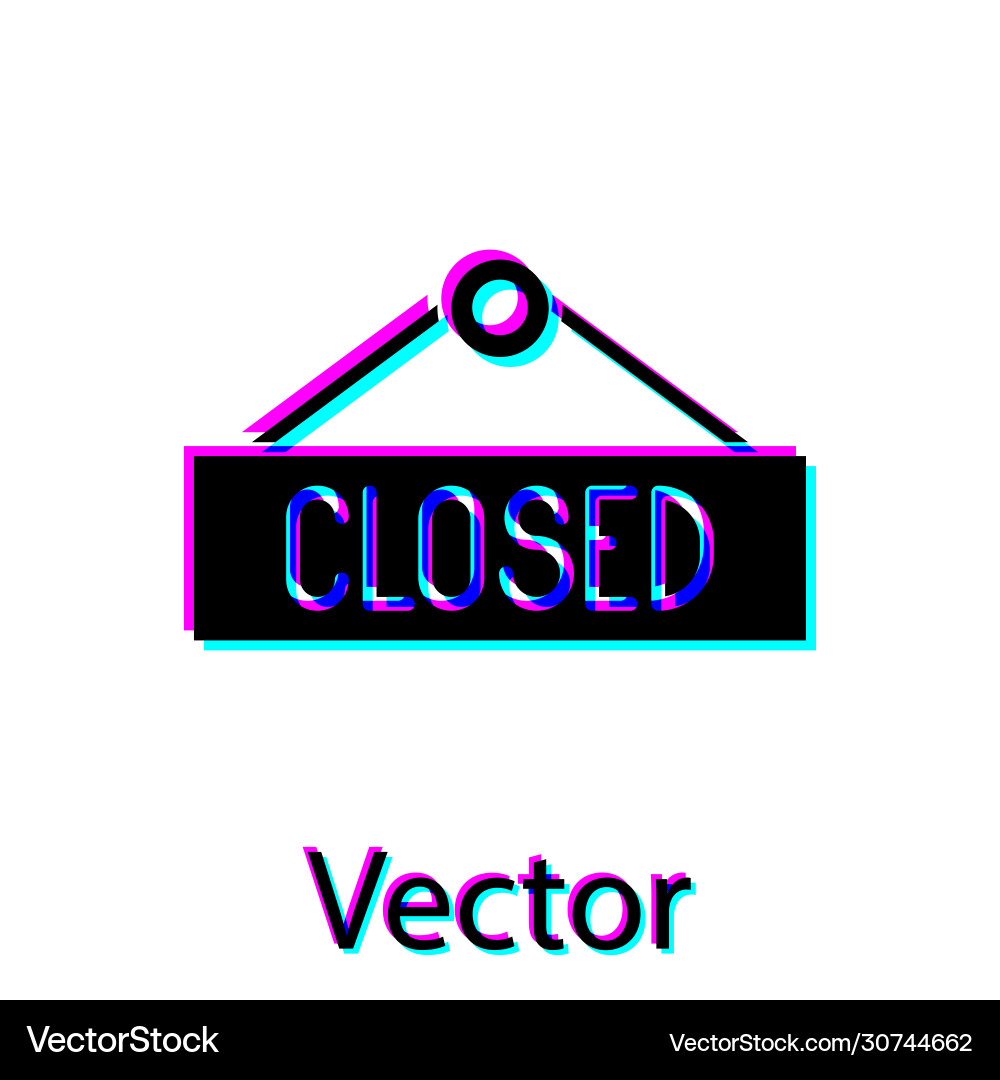 Black hanging sign with text closed icon isolated Vector Image