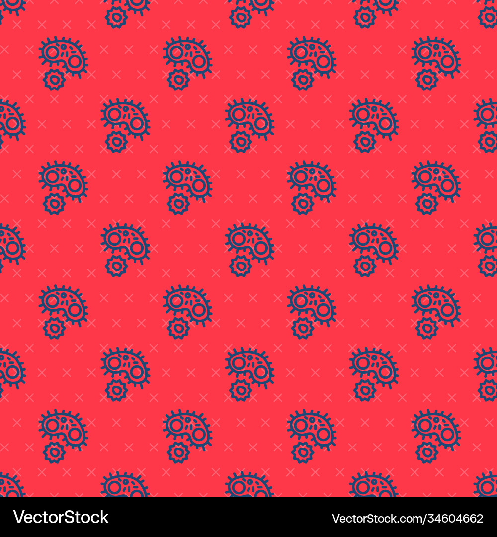 Blue line virus icon isolated seamless pattern Vector Image
