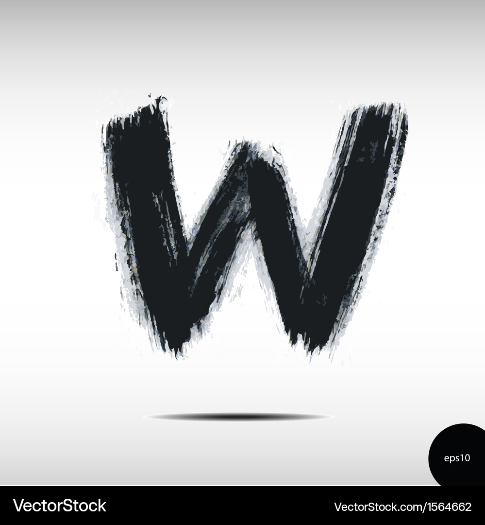 Calligraphic watercolor letter w Royalty Free Vector Image
