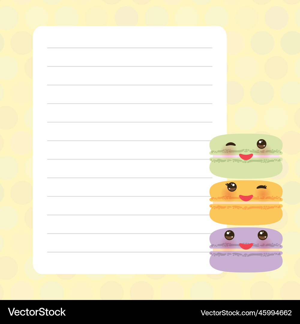 Card design with kawaii macaroons pastel Vector Image