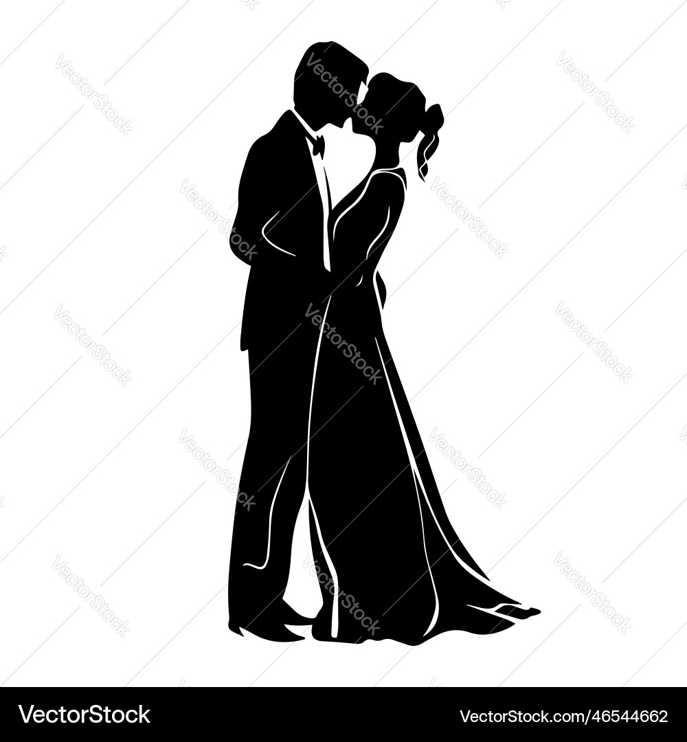Couple getting married black and white icon Vector Image