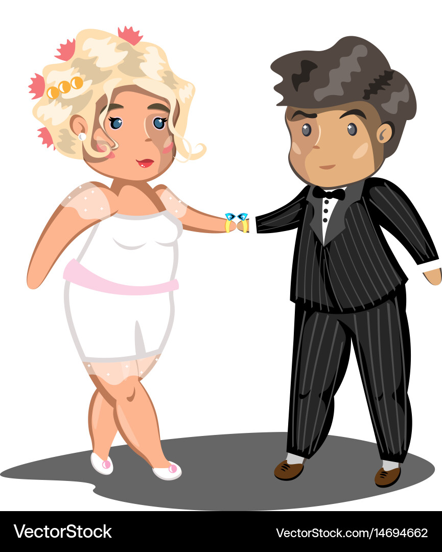 Cute cartoon wedding couple Royalty Free Vector Image