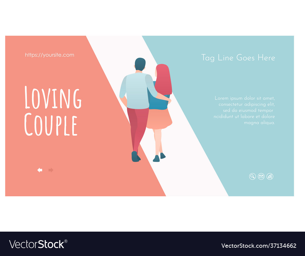 Happy loving couple web page template design Vector Image