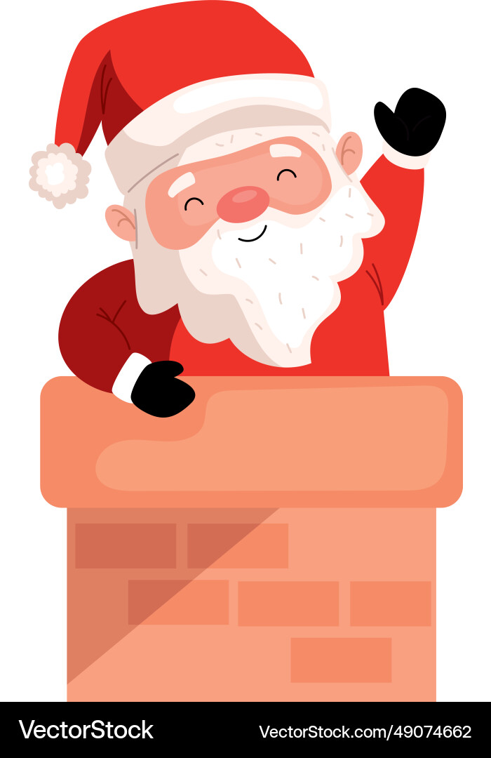 Santa claus in chimney Royalty Free Vector Image