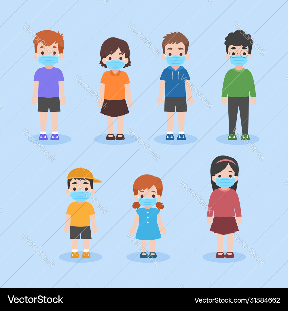 Set children in new normal life Royalty Free Vector Image