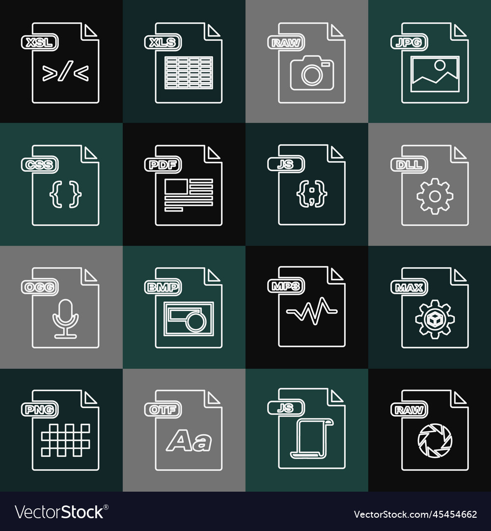 Set line raw file document max dll pdf css Vector Image Set line raw file document max dll pdf css Vector Image
