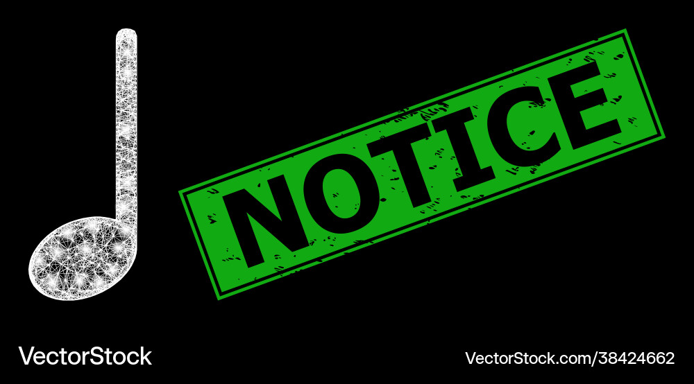 Textured notice stamp seal and net musical note Vector Image