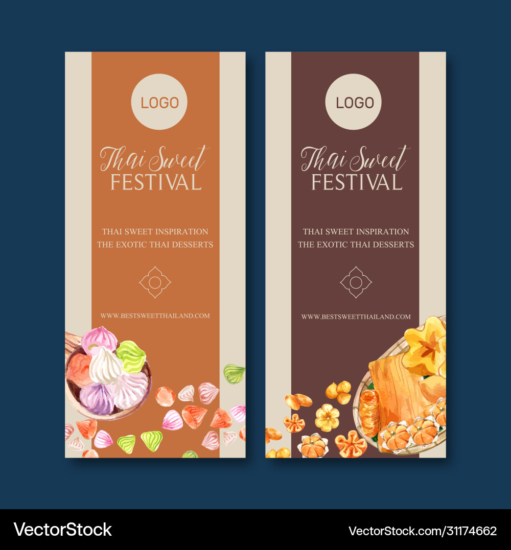 Thai sweet flyer design with sweets meaning Vector Image