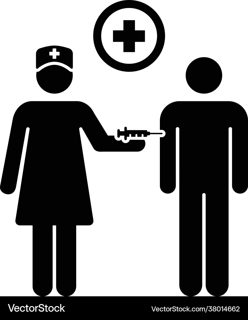 Vaccination symbol icon with vaccine injection Vector Image