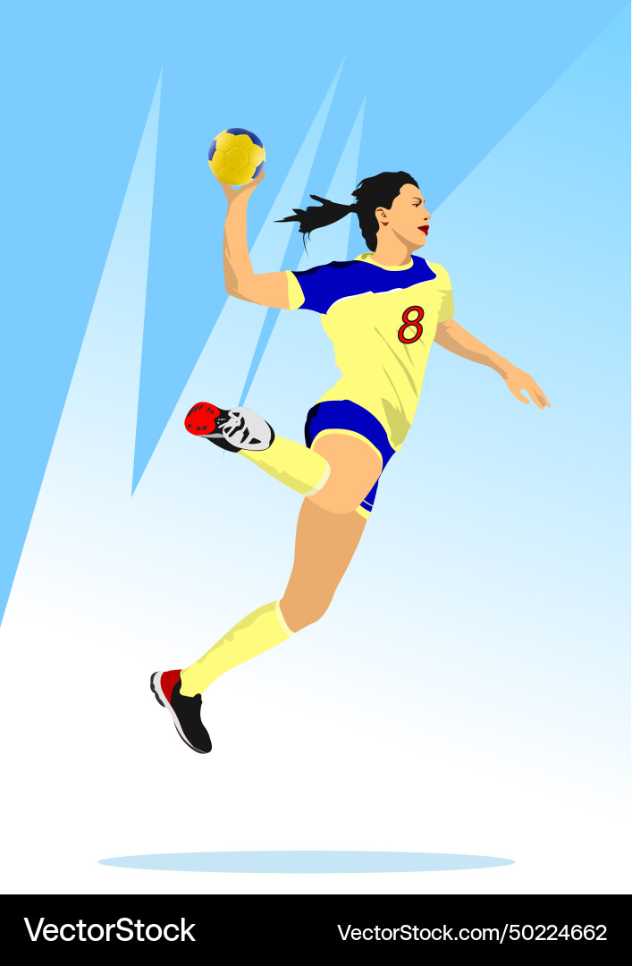 Young man exercising handball player silhouette Vector Image