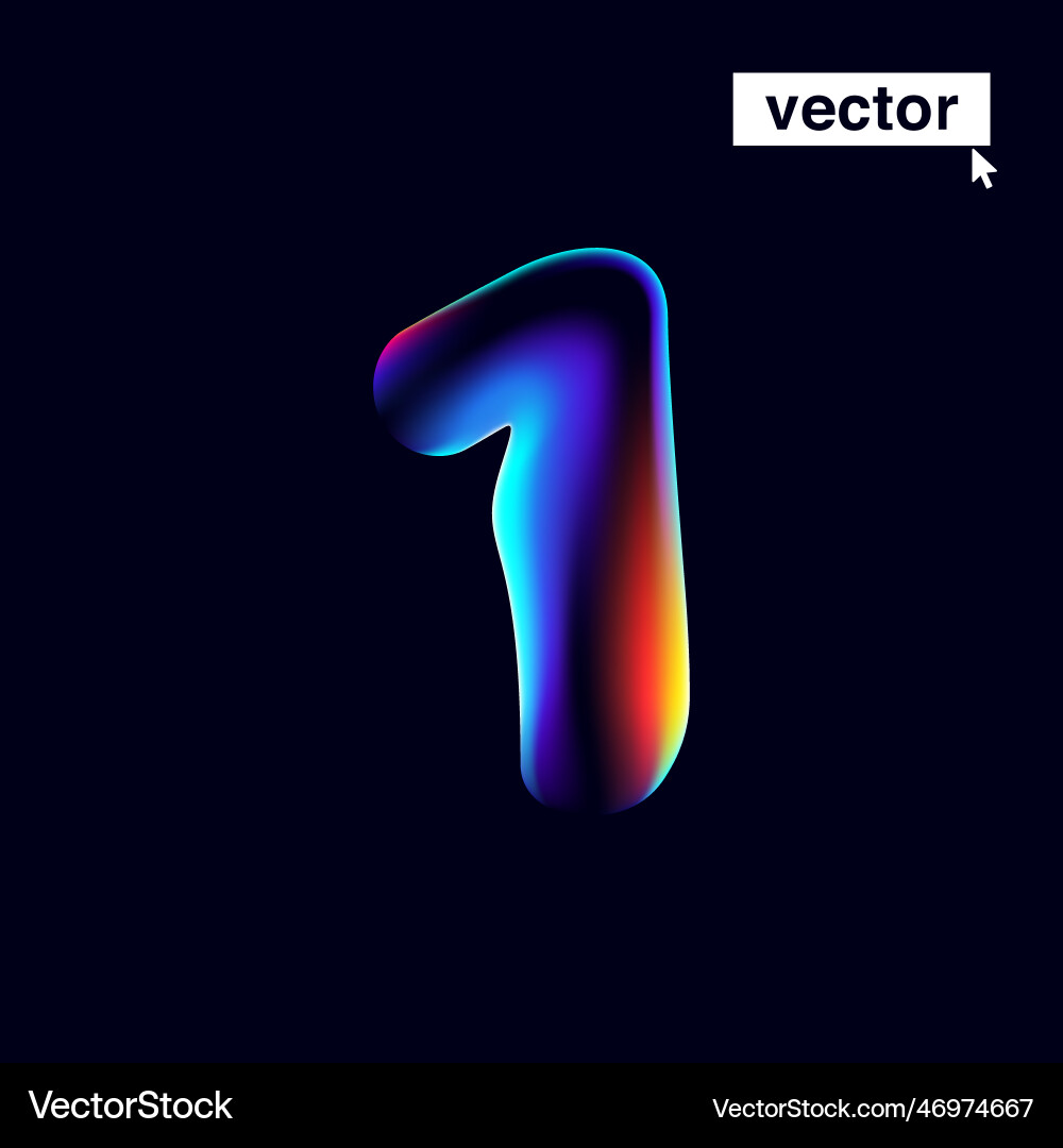 1 logo number one with neon glitch multicolor Vector Image