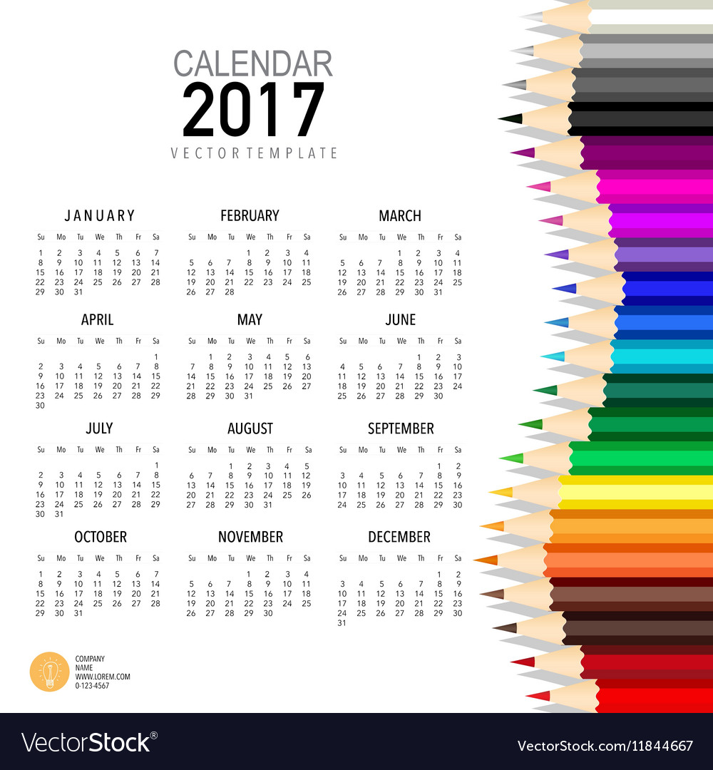 2017 calendar planner design template set of 12 Vector Image