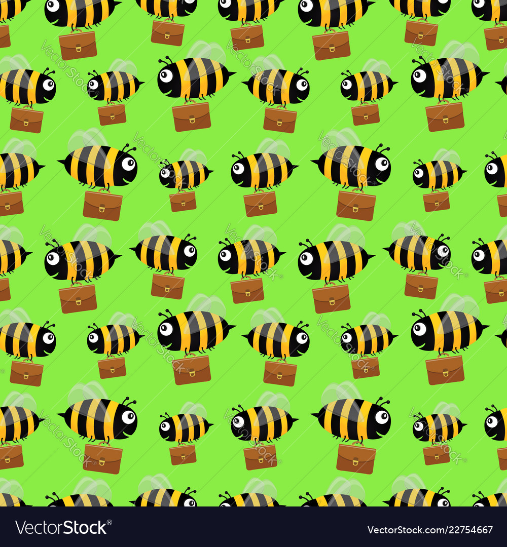 Bees with briefcases seamless pattern Royalty Free Vector