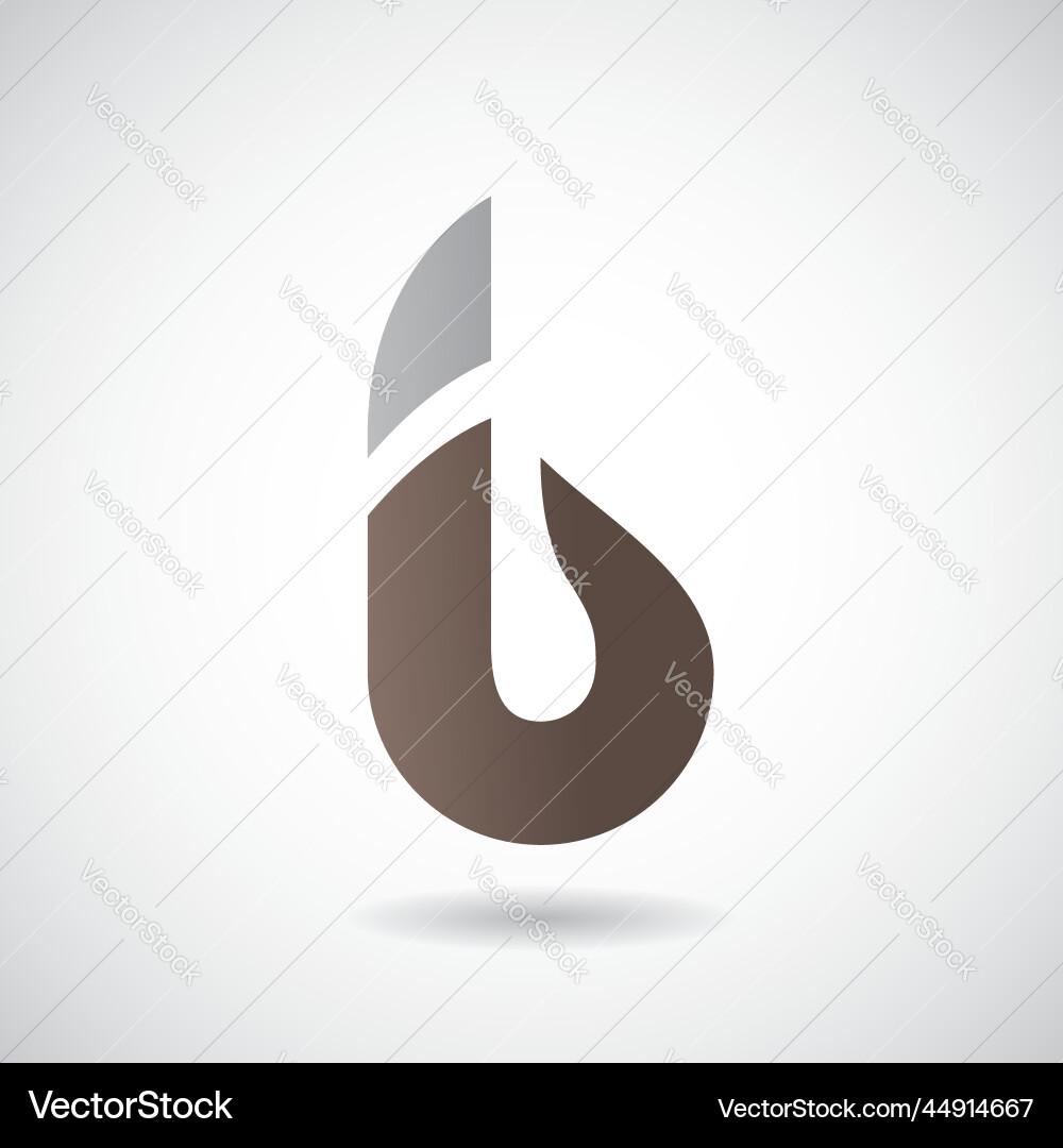 Brown and grey key shaped bold round logo icon Vector Image