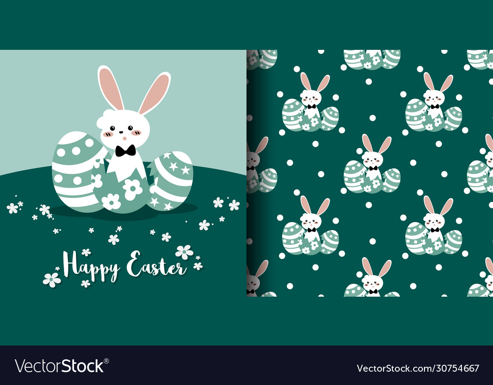 Cute easter seamless pattern rabbit Royalty Free Vector