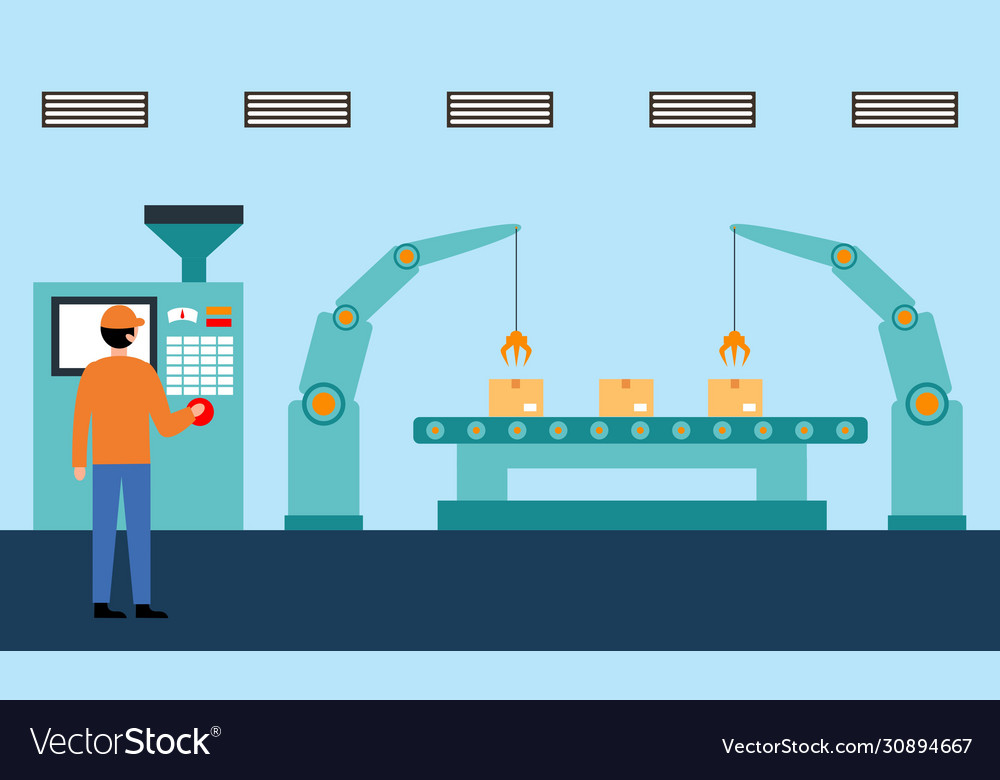 Factory worker flat icon Royalty Free Vector Image