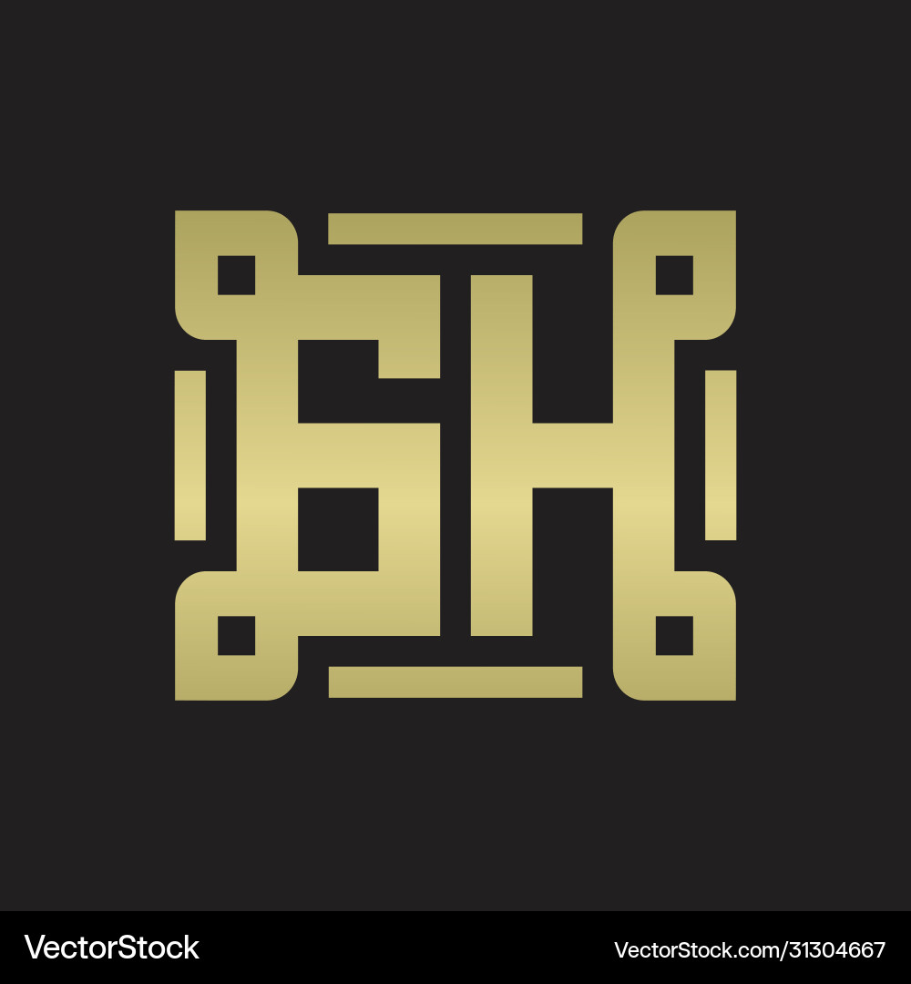 Gh logo monogram with piece line art design Vector Image